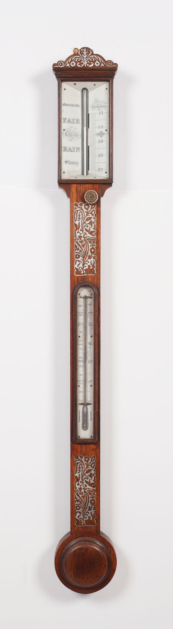 Bonhams : A Victorian rosewood and mother of pearl inlaid stick barometer 2