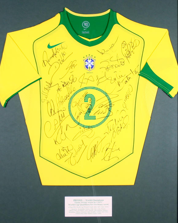 Bonhams 2006 Cafu Match Worn Shirt Hand Signed By Brazil Squad