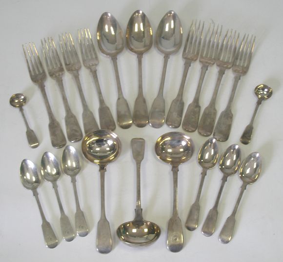 Bonhams : A matched 19th century Fiddle pattern flatware service ...