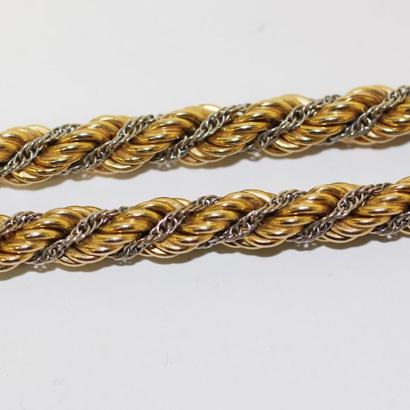 Bonhams : A 9ct two colour gold chain necklace,