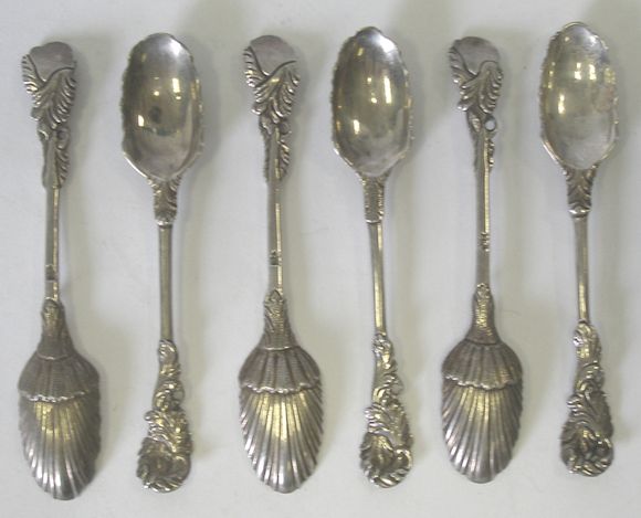 Bonhams : Six 18th century cast silver teaspoons, maker's mark only ...