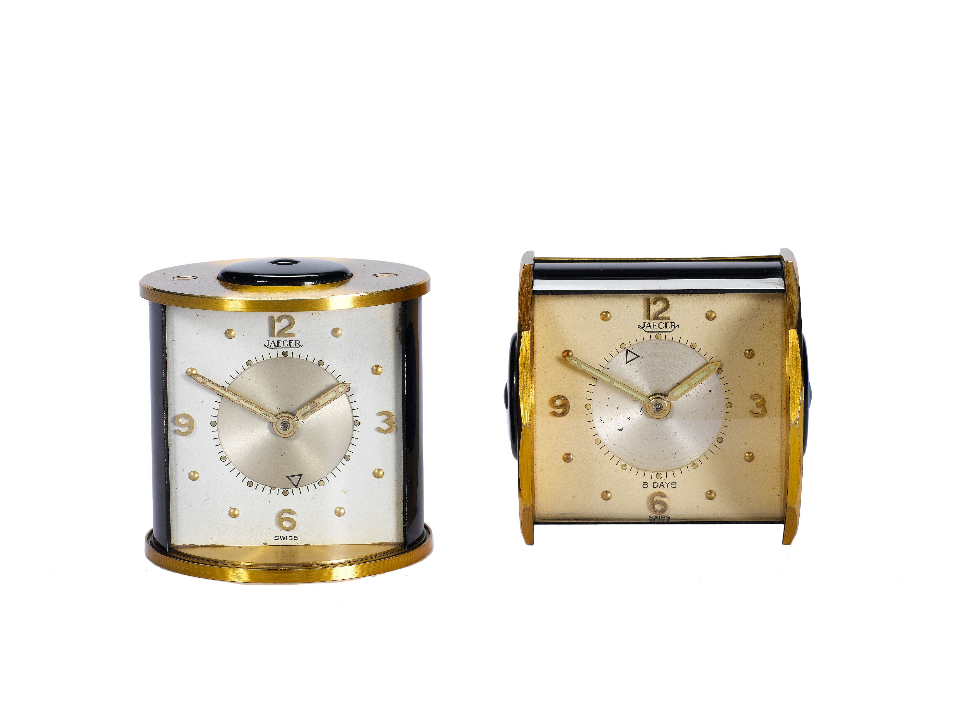Bonhams : Two 1960's gilt brass alarm clocks Jaeger-Le Coultre