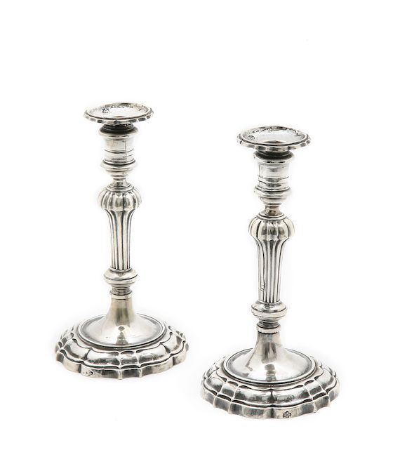 Bonhams : A pair of Italian silver candlesticks, marked only with ...