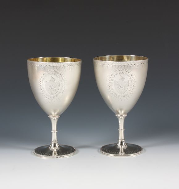 Bonhams : A pair of George III silver goblets By John Kidder, London ...