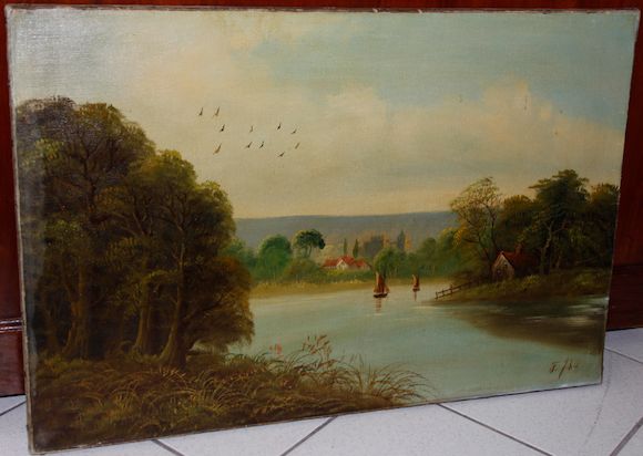 Bonhams : F. Johan River landscape