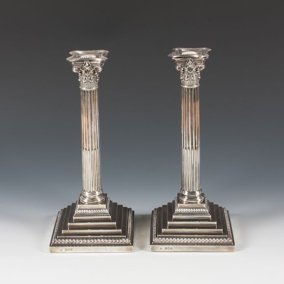 Bonhams : A pair of late Victorian silver Corinthian column ...