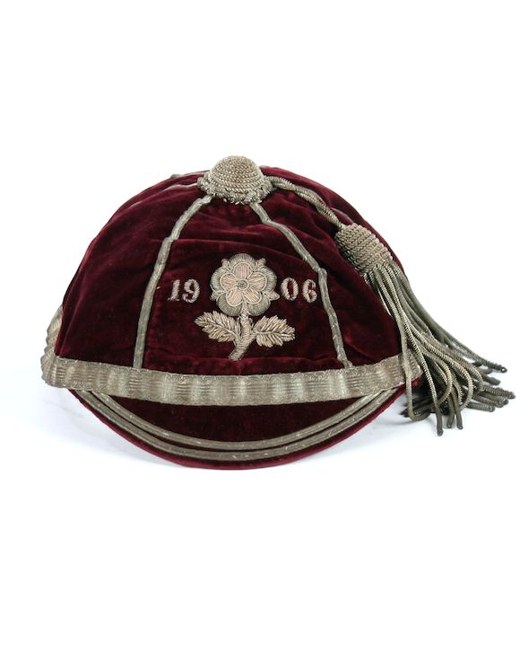Bonhams : 1906 England Rugby Union cap awarded to T.Hogarth