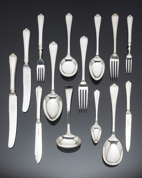 Bonhams : A modern silver Jesmond pattern table service of flatware, by ...