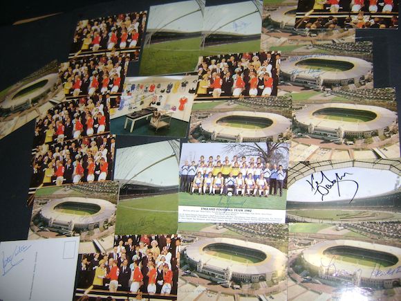 Bonhams : A collection of hand signed football postcards