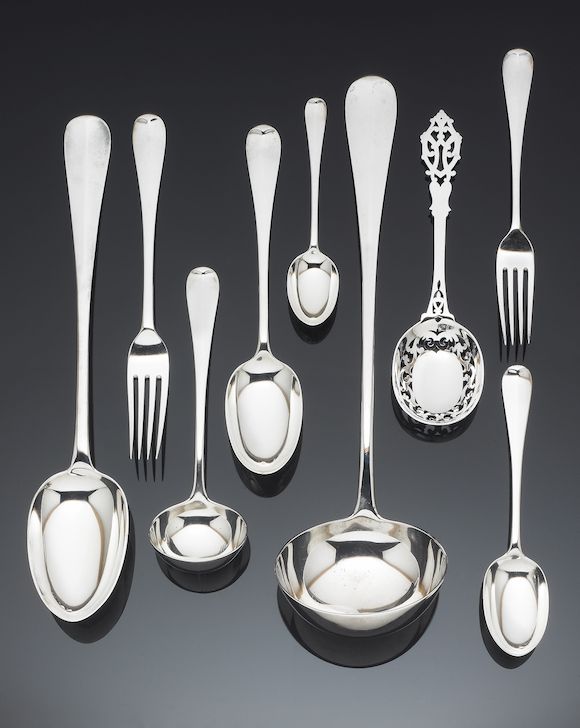 Bonhams : An Edwardian silver Hanoverian pattern table service of ...