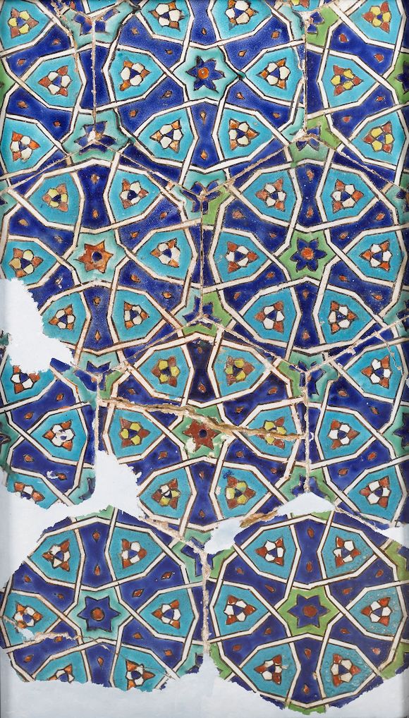 Bonhams : A Timurid cuerda seca pottery Tile Panel Samarkand, Central ...