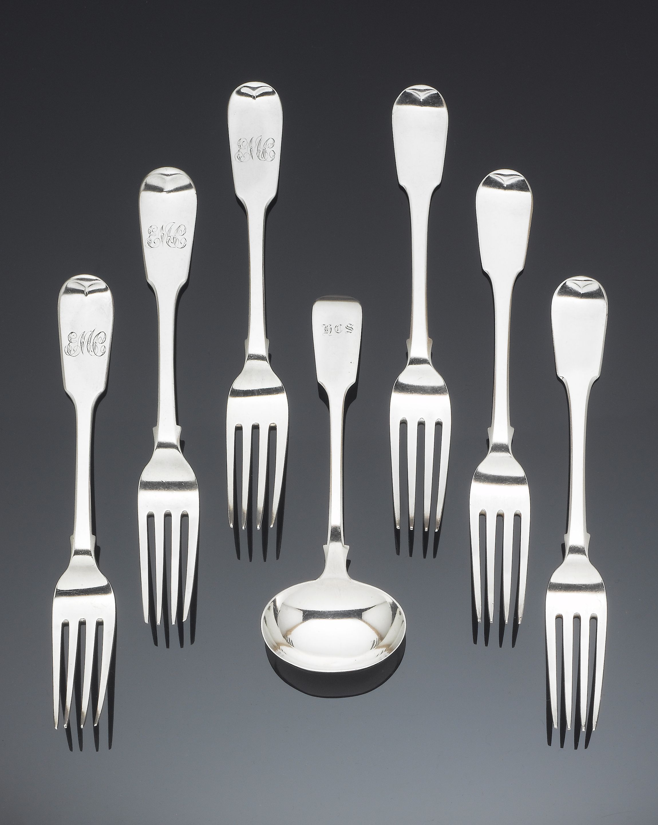 Bonhams : A matched silver Fiddle pattern table service of flatware ...