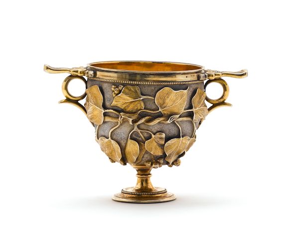 Bonhams : A cased Victorian silver-gilt reproduction Roman Skyphos ...