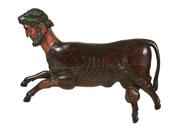 Bonhams : A large carved wood and polychrome decorated relief depicting ...