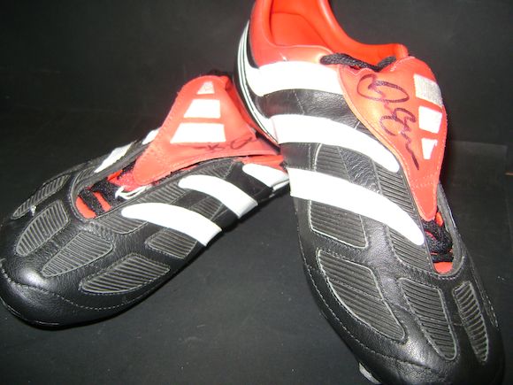 Bonhams : A pair of David Beckham hand signed boots