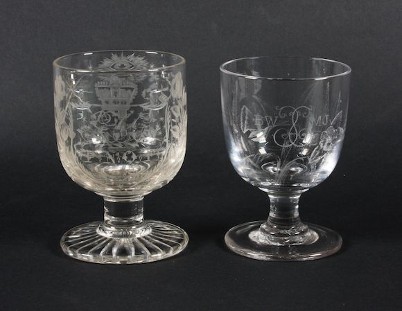 Bonhams : A Masonic glass rummer and another engraved rummer Mid 19th ...