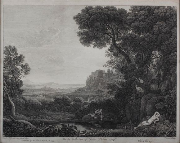 Bonhams : After Claude Gellée, called Claude Lorrain Landscape with Narcissus and Echo Etching ...