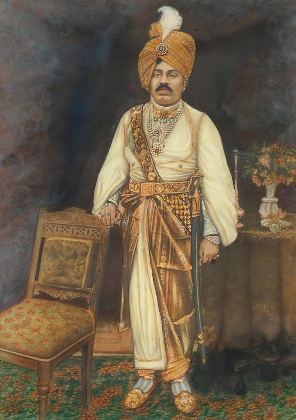 Bonhams : MAHARAJA A hand-coloured and overpainted photograph of an ...