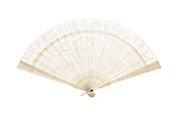 Bonhams : A Canton export ivory fan, 19th century,
