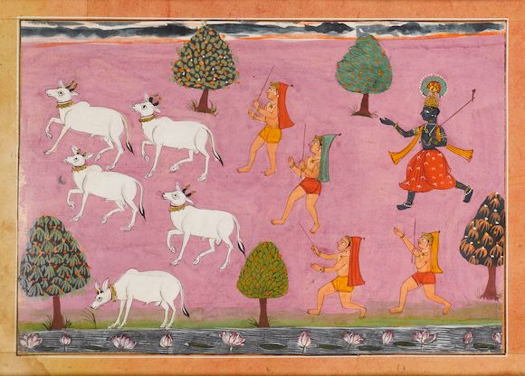 Bonhams : An illustration from a Bhagavata Purana series Krishna and ...