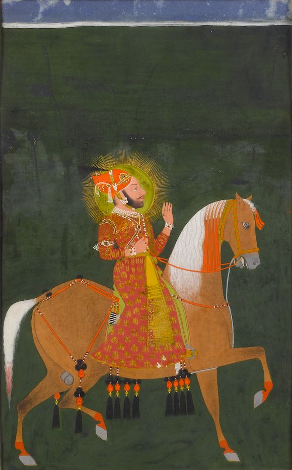 Bonhams : Maharana Ari Singh (reg. 1761-1773) out riding Mewar, circa 1765
