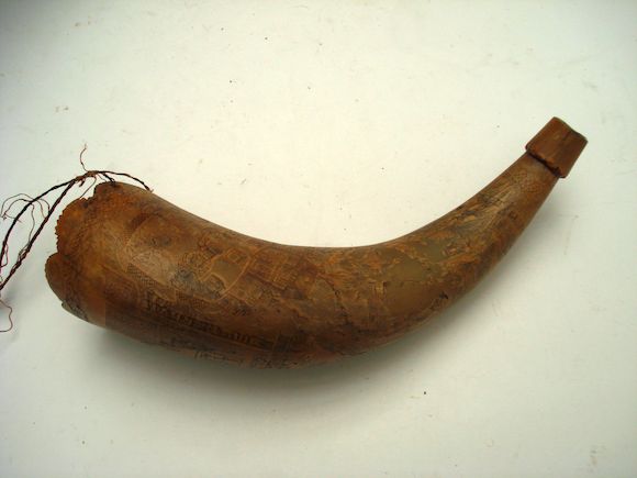 Bonhams : A scrimshaw horn of Battle of Waterloo interest