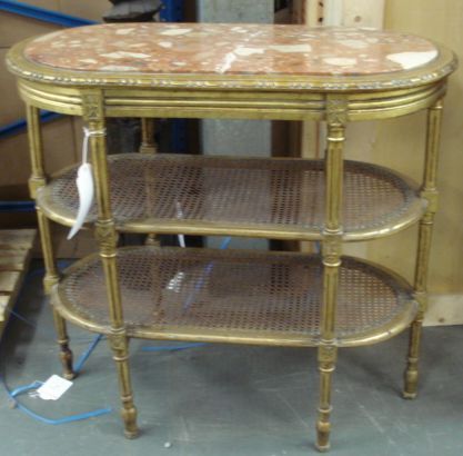 Bonhams : A Louis VXI style giltwood and marble topped etargere,