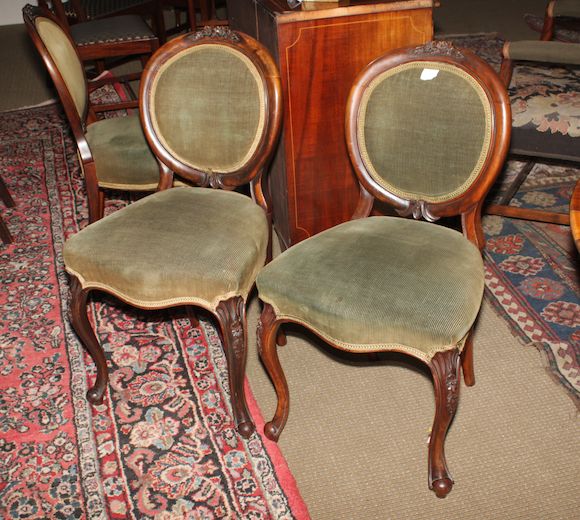 Bonhams : A set of six Victorian mahogany balloon back parlour chairs