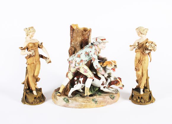 Bonhams : A Samson figure group and a pair of Austrian porcelain ...