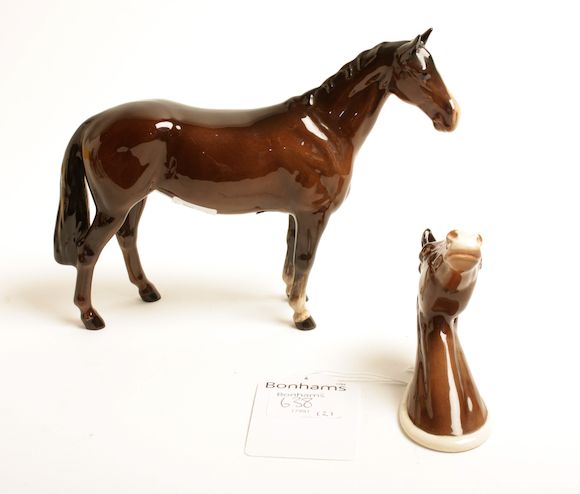 Bonhams : A Beswick figure of a chestnut mare together with a wall ...