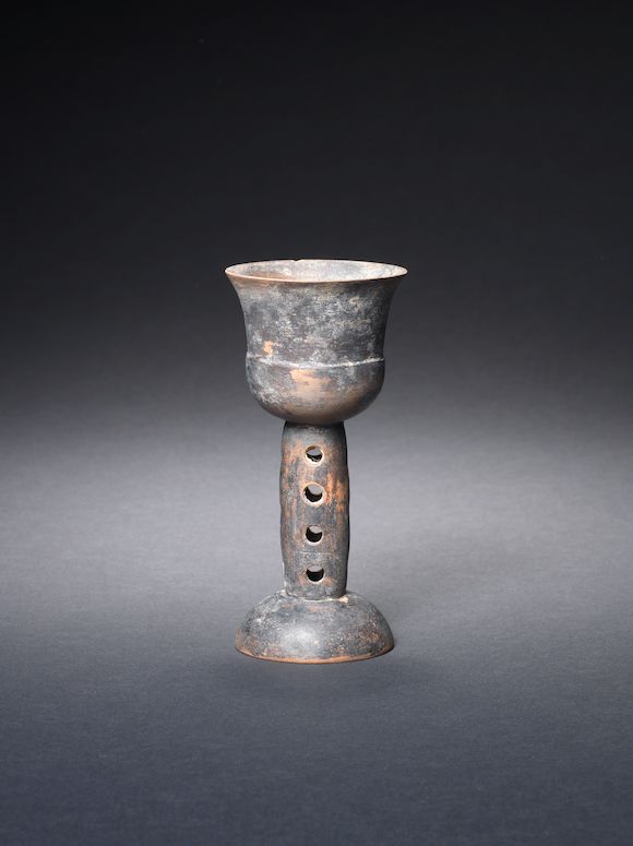 Bonhams : A burnished black pottery stem cup Neolithic period, Longshan Culture, circa 2500-2000 BC