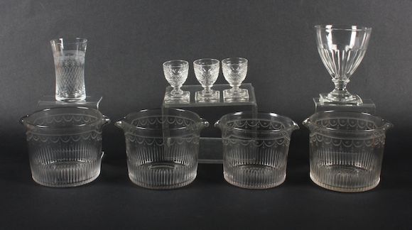 Bonhams : Four wine rinsers, a rummer, a beaker and a set of three ...