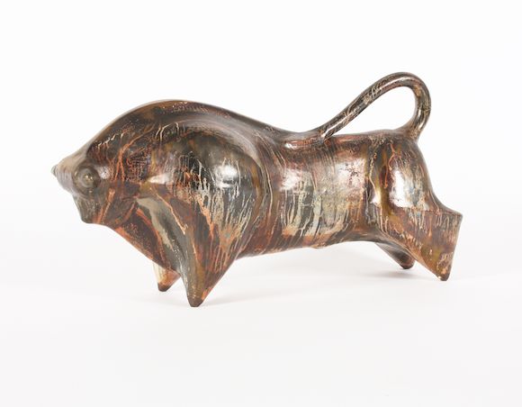 Bonhams : A ceramic maquette of a standing bull attributed to Howard ...