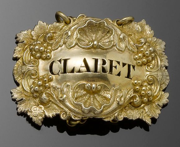 Bonhams : A William IV silver-gilt CLARET wine label, by Reily & Storer ...