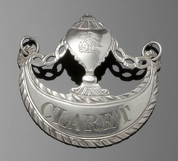 Bonhams : A George III silver CLARET wine label, by Hester Bateman ...