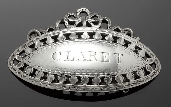 Bonhams : A late 18th century Irish silver CLARET wine label, by John ...