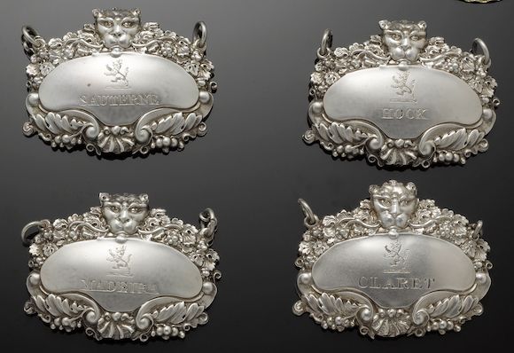 Bonhams : Four George IV/Victorian silver MADEIRA, SAUTERNE, HOCK and ...