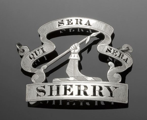 Bonhams : A William IV silver Heraldic SHERRY wine label, by Charles ...