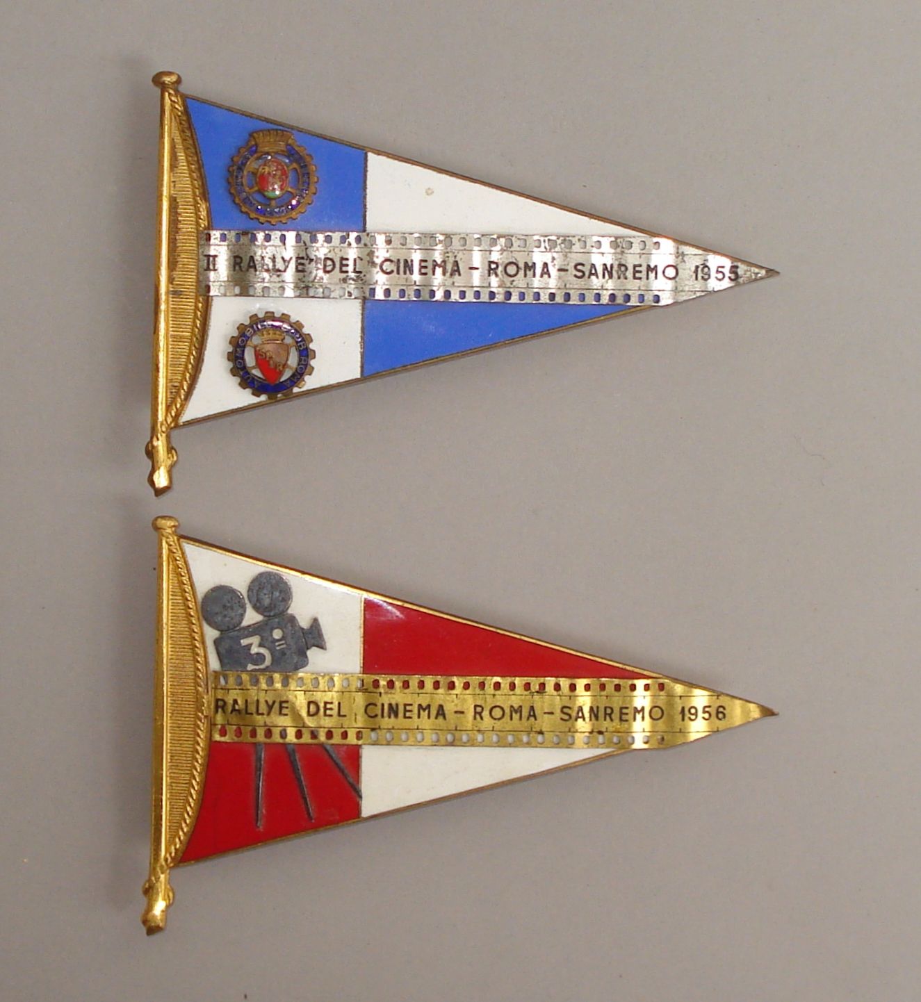 Bonhams Cars : Two rare Rallye del Cinema Roma-Sanremo enamel pennant ...