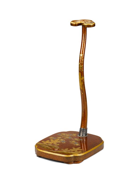 Bonhams : A gold lacquer tachi-kake (sword stand) Meiji Period