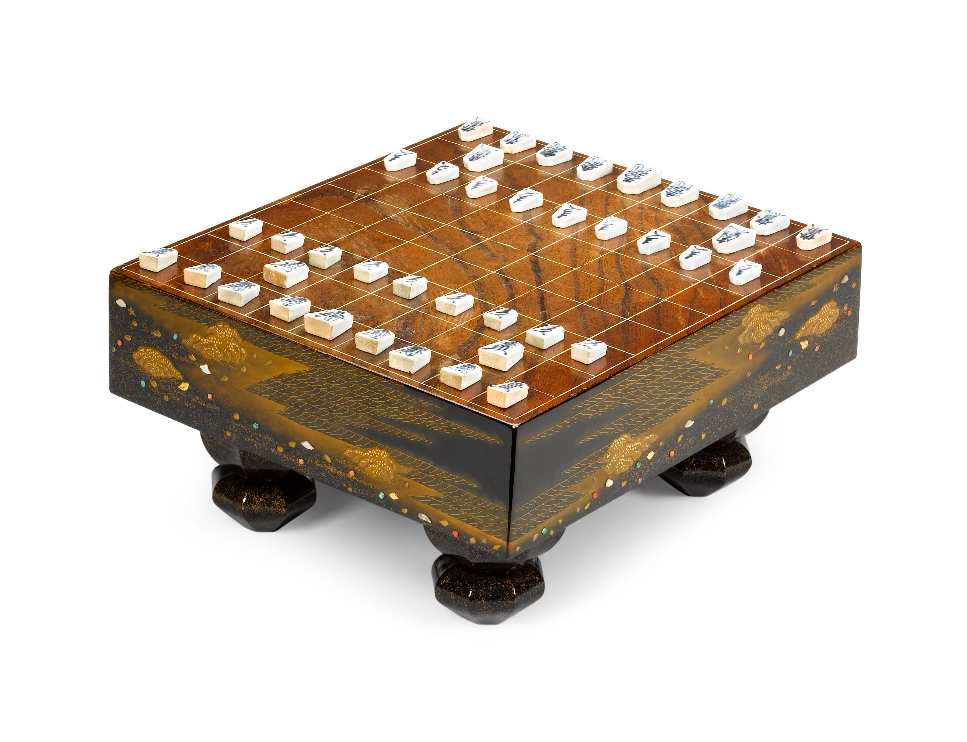 Bonhams : A traditional lacquered-wood shogi-ban (Japanese chess games ...