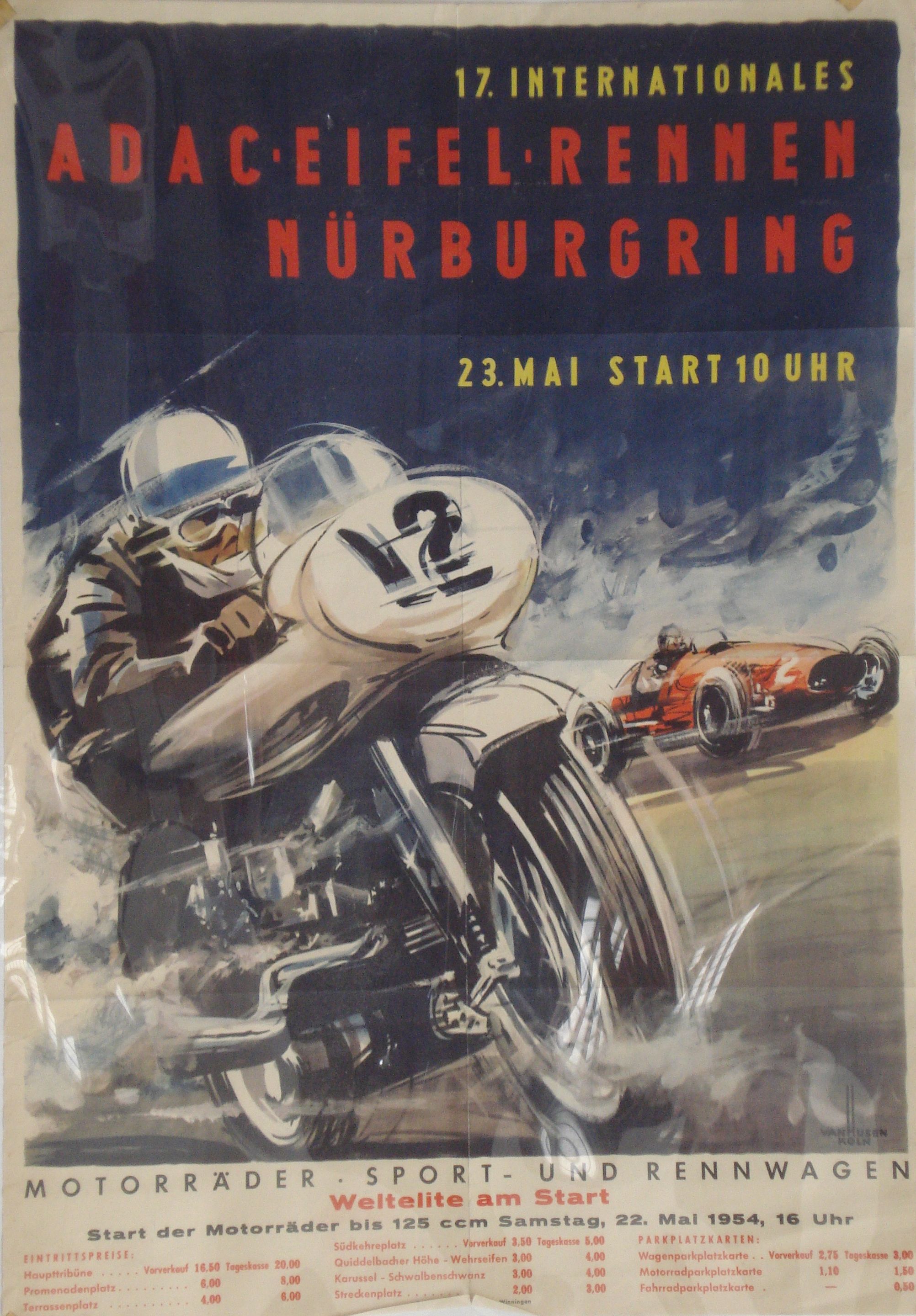 Bonhams Cars : A rare ADAC Eifel-Rennen motorcycle poster, 1960s,