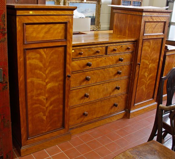 Bonhams : A Victorian satinbirch and rosewood gentlemans wardrobe,with ...