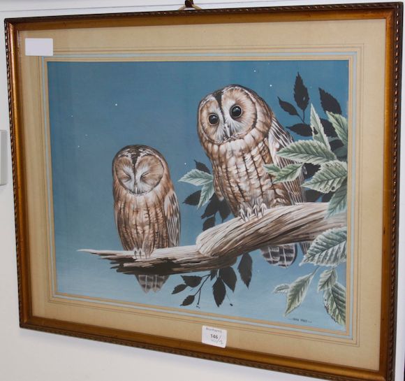 Bonhams : David Parry (British, born 1942) Owls