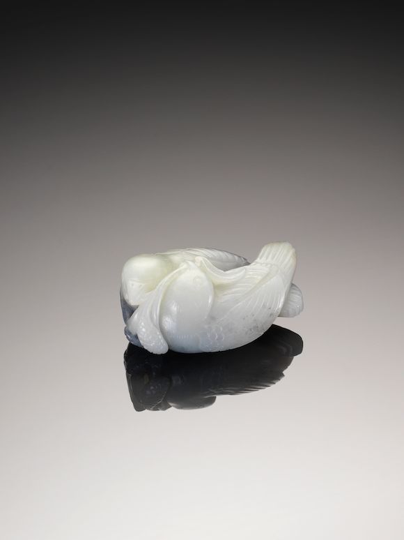 Bonhams : A black and white jade 'birds' group 18th century