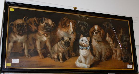 Bonhams : Louis Wain (British, 1860-1939) A cat among the dogs