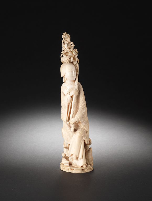 Bonhams : An ivory figure of a lady 19th century