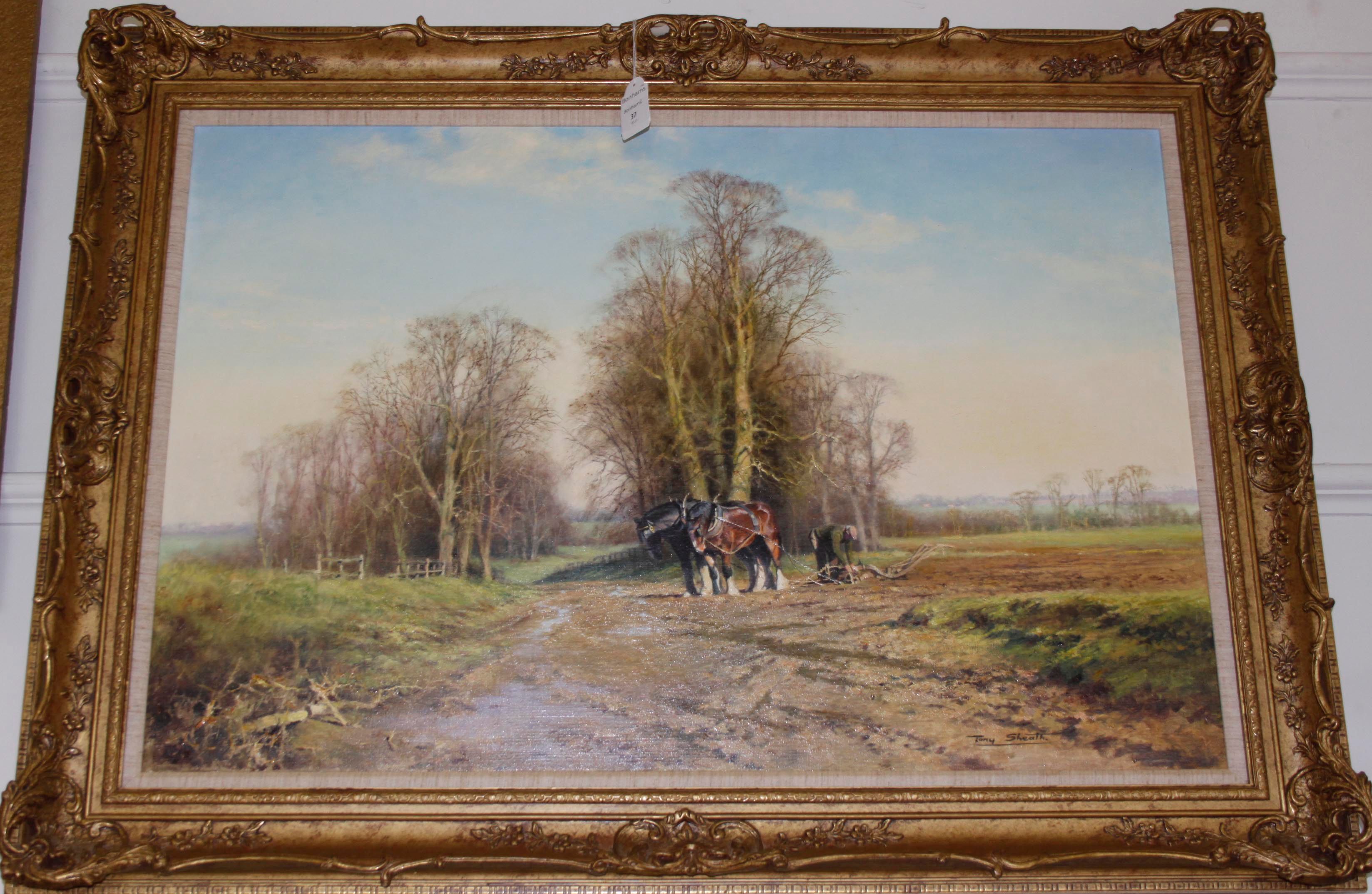 Bonhams : Tony Sheath (British, 20th Century) Plough team at rest