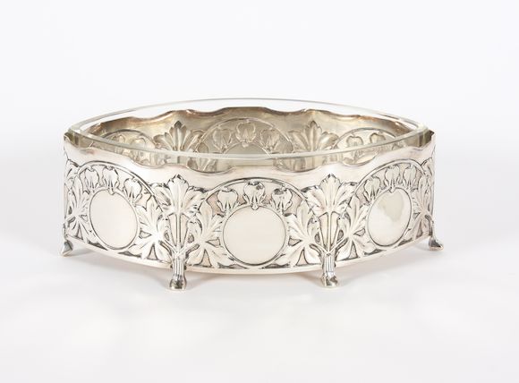 Bonhams : A small plated metal navette shaped table planter in the W.M ...