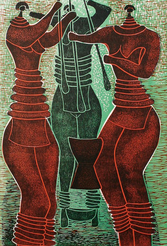 Bonhams : Lucky Madlo Sibiya (South African, 1942-1999) A set of 4 ...